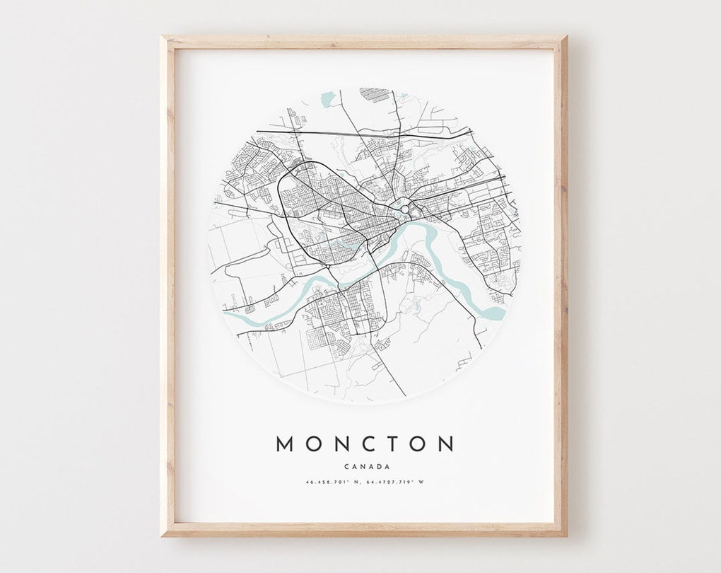 Kna Prints - 1 Pc Poster Moncton Map Print, Moncton Map City Wall Art ...