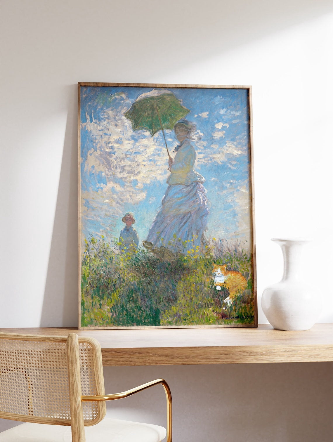 Kna Prints - 1 Pc Poster Monet Cat Print, Claude Monet Cat , Woman With ...