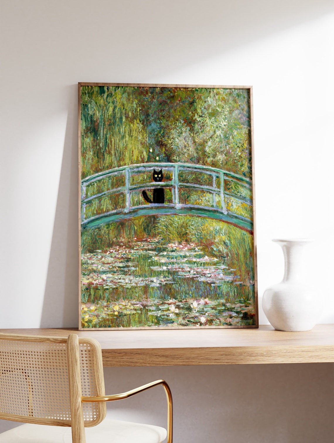 Kna Prints - 1 Pc Poster Monet Waterlily Cat Print, Claude Monet Cat ...