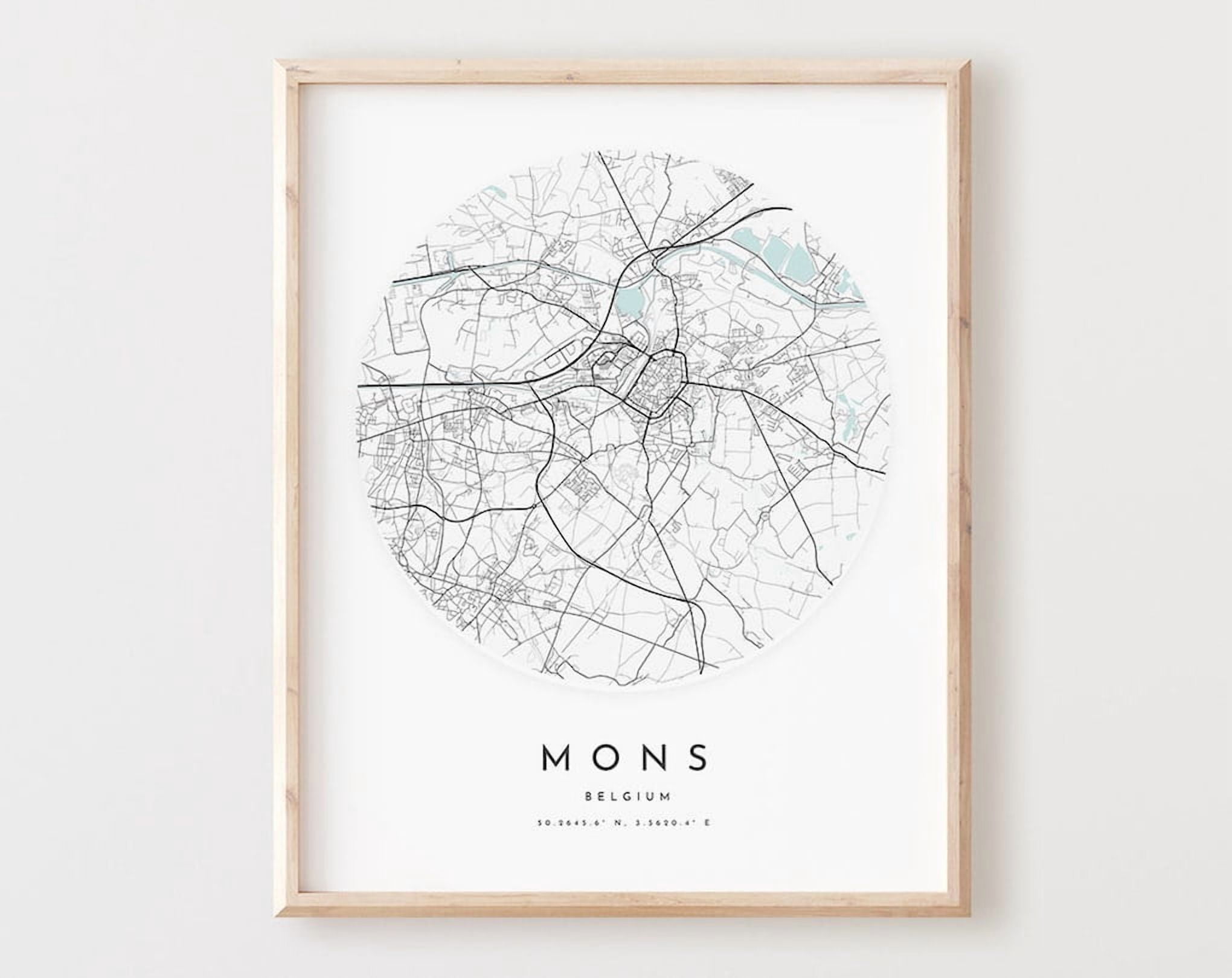 Kna Prints - 1 Pc Poster Mons Map Print, Mons Map City Wall Art, Mons ...