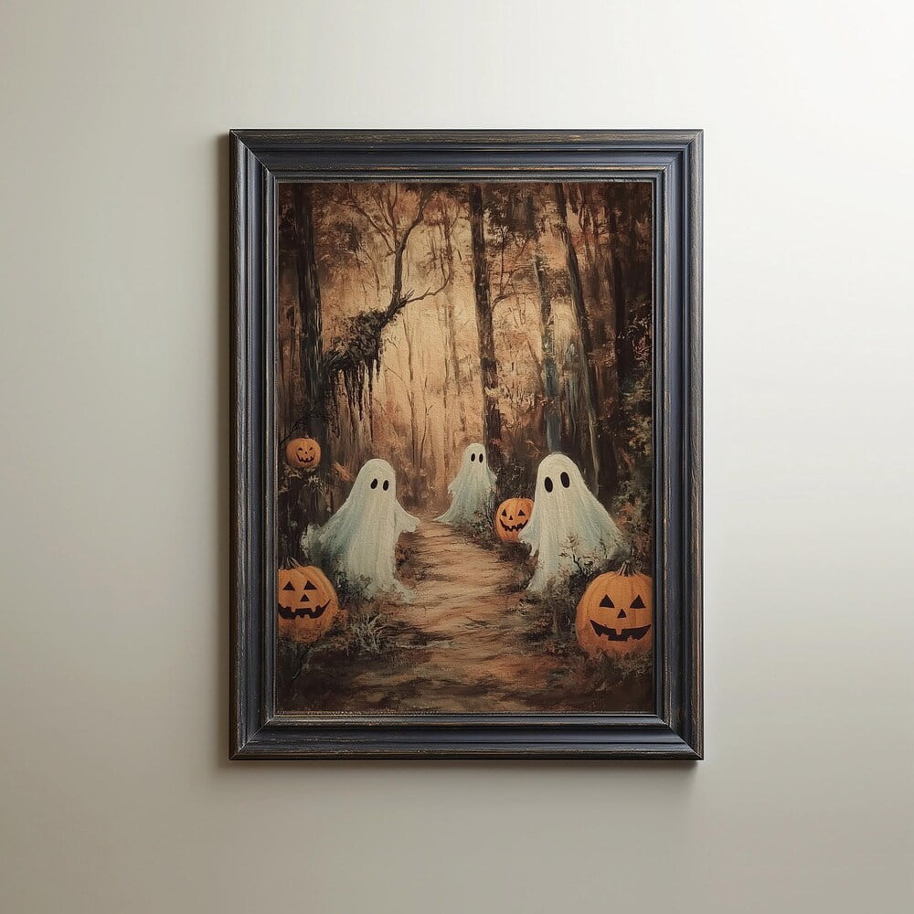 Kna Prints - 1 Pc Poster Moody Ghosts In A Forest Painting, Halloween ...
