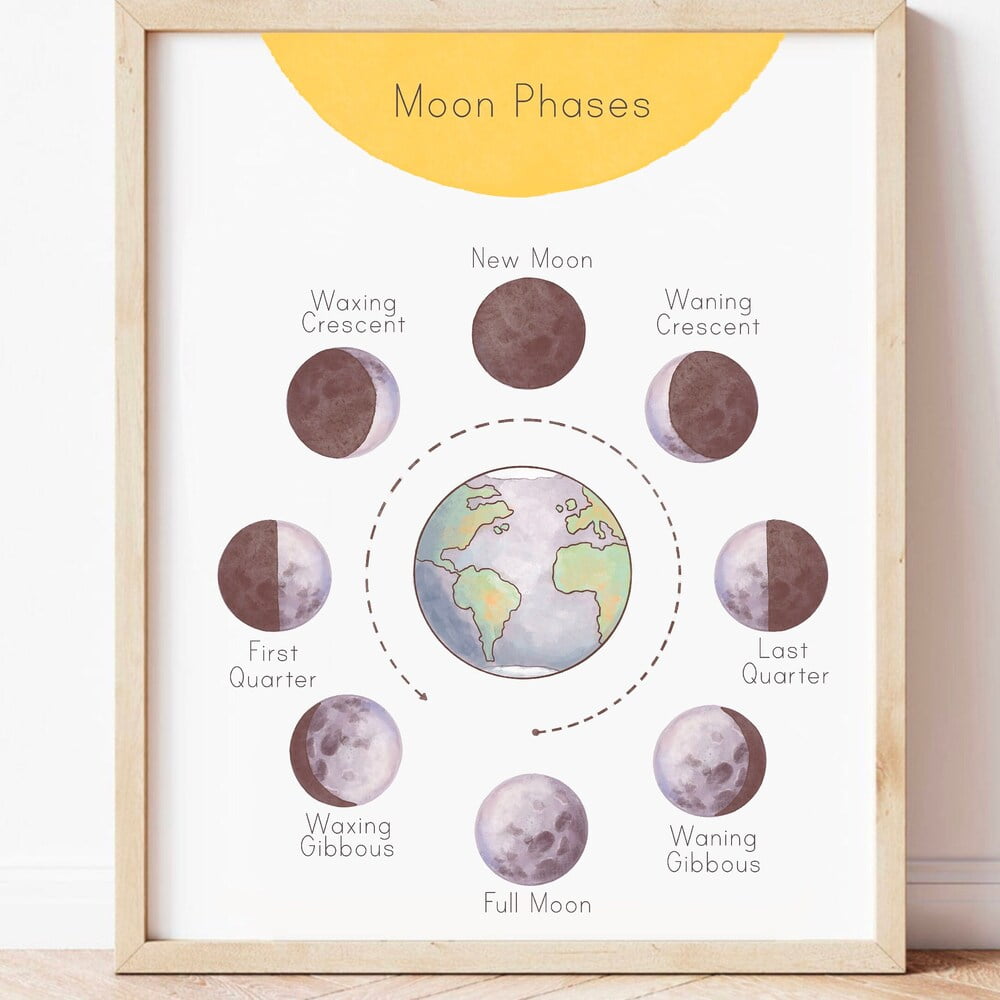 Kna Prints - 1 Pc Poster Moon Phases Educational Posters Montessori ...