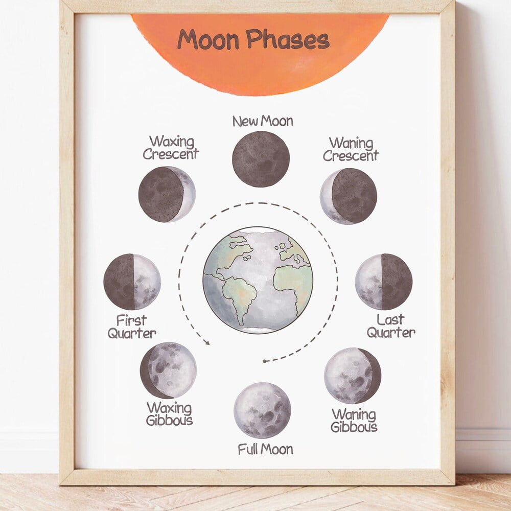 Kna Prints - 1 Pc Poster Moon Phases Poster Outer Space Homeschool ...