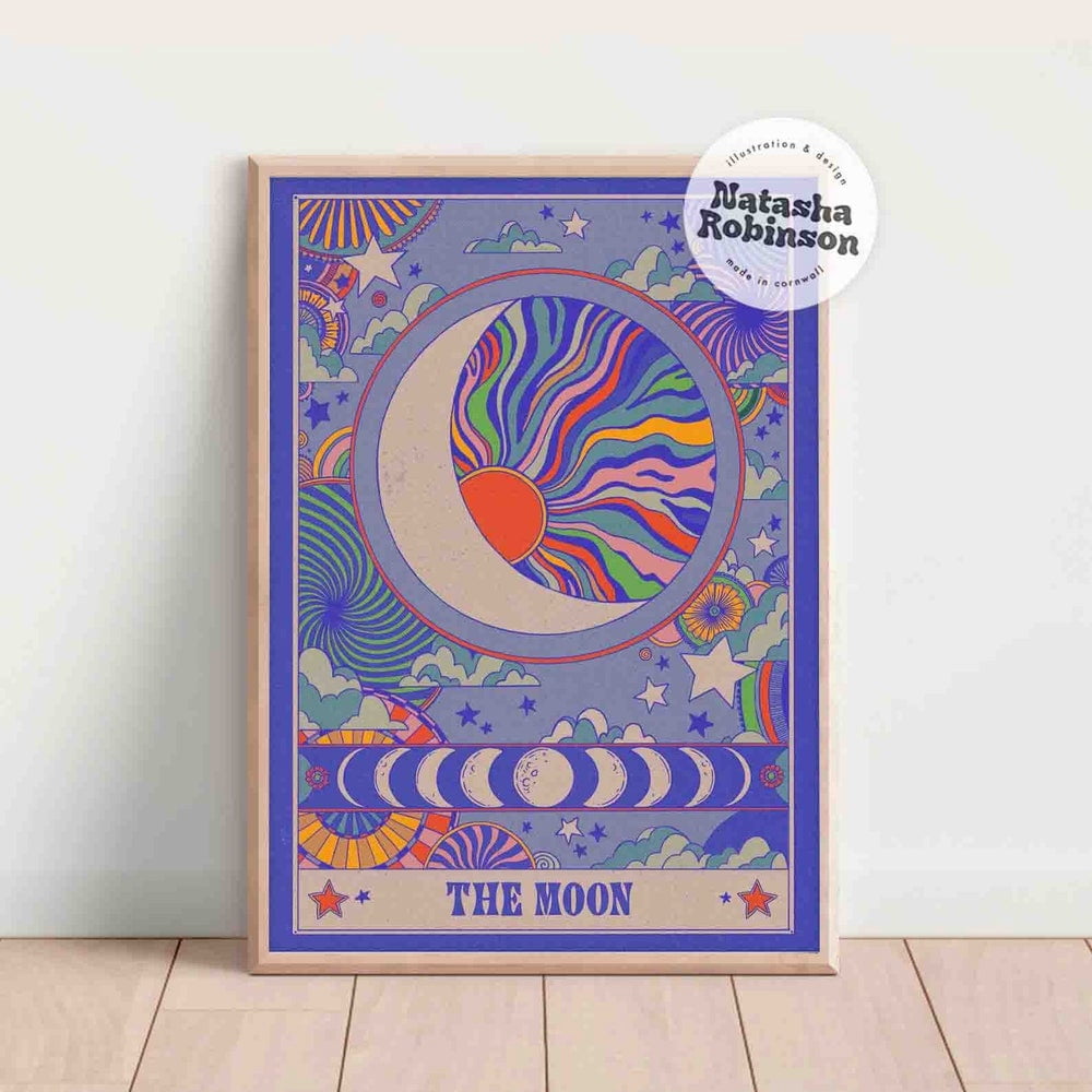 Kna Prints - 1 Pc Poster The Moon | Tarot Oracle Deck Trippy Flower ...