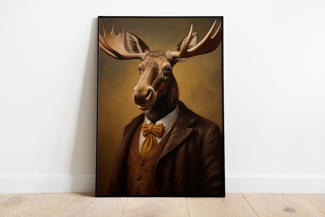 Kna Prints - 1 Pc Poster Moose Portrait Art Print, Renaissance Moose ...