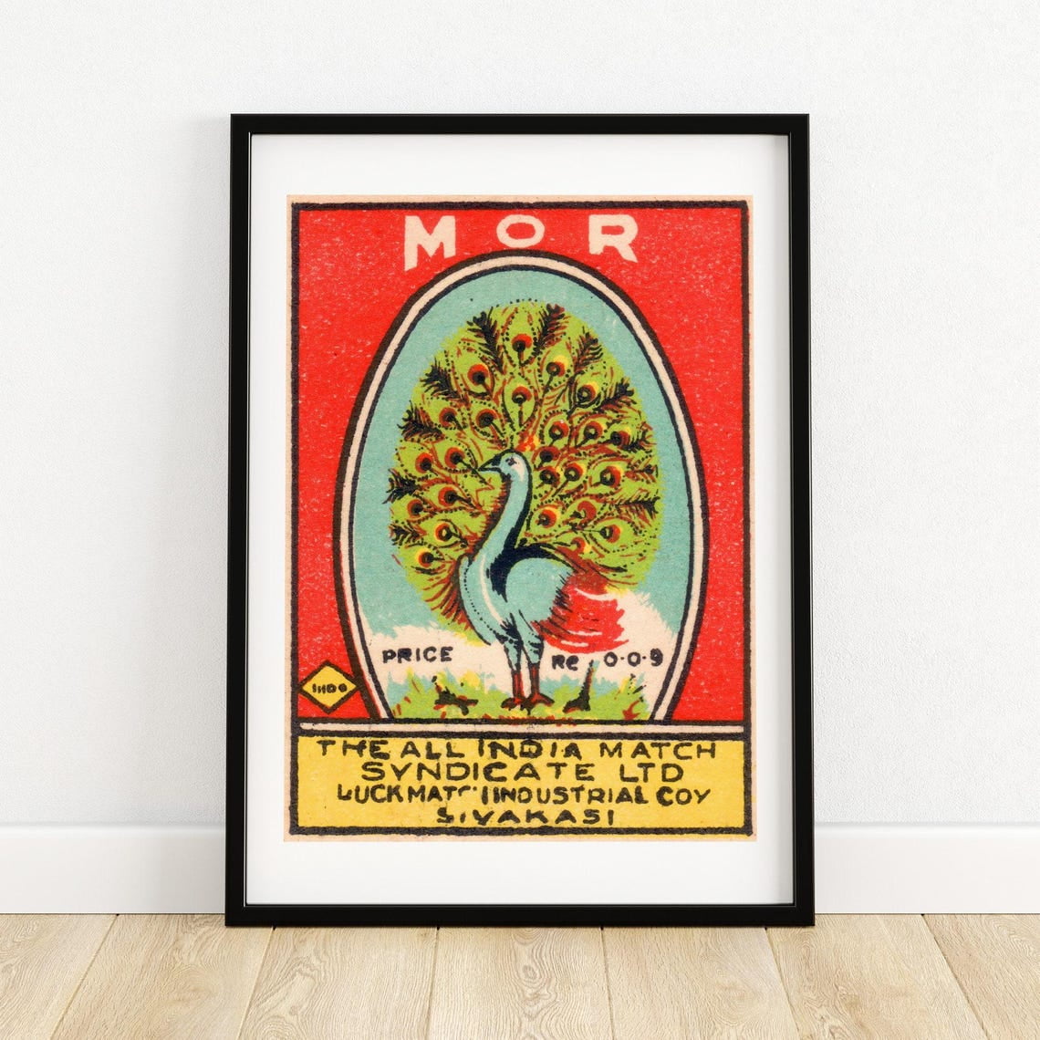 Kna Prints - 1 Pc Poster Mor Matchbox Label Art Print Peacock Design ...