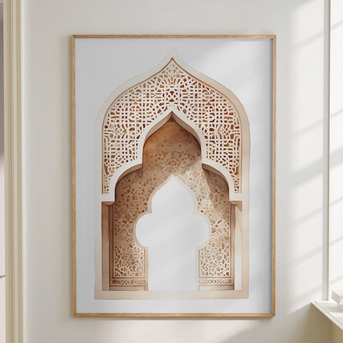 Kna Prints - 1 Pc Poster Mosque Arch Neutral Watercolor Print Islamic ...