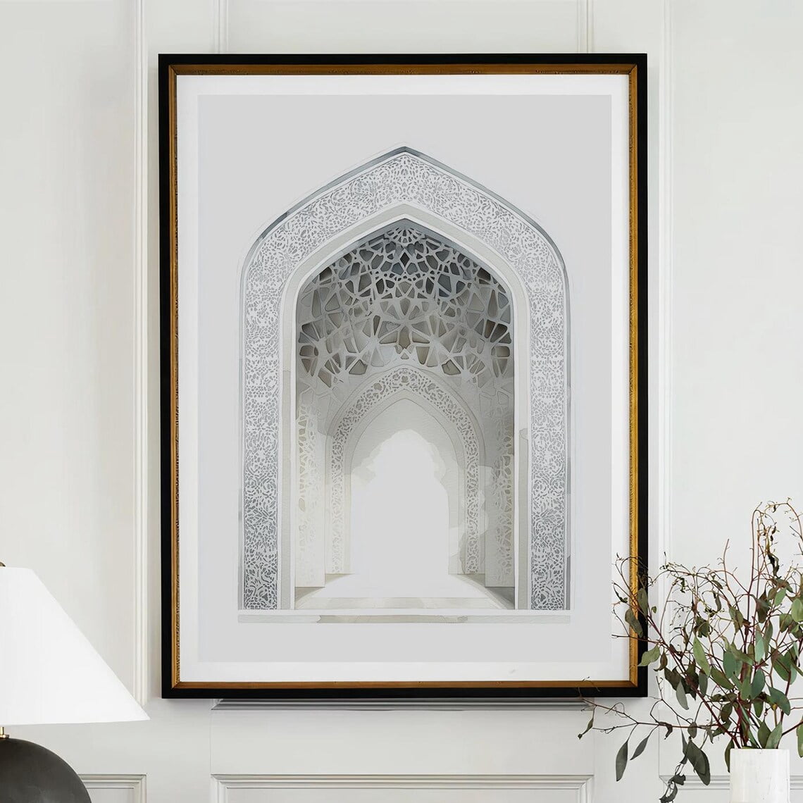 Kna Prints - 1 Pc Poster Mosque Arch Neutral Watercolor Print Islamic ...