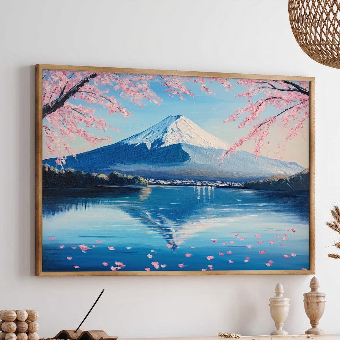 Kna Prints - 1 Pc Poster Mot Fuji Cherry Blossom Japanese Landscape ...