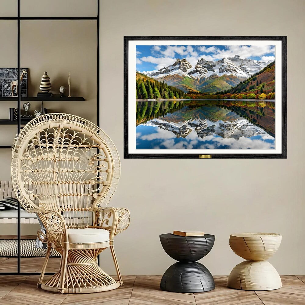 Kna Prints - 1 Pc Poster Mountain Reflection Landscape Print | Snowy ...