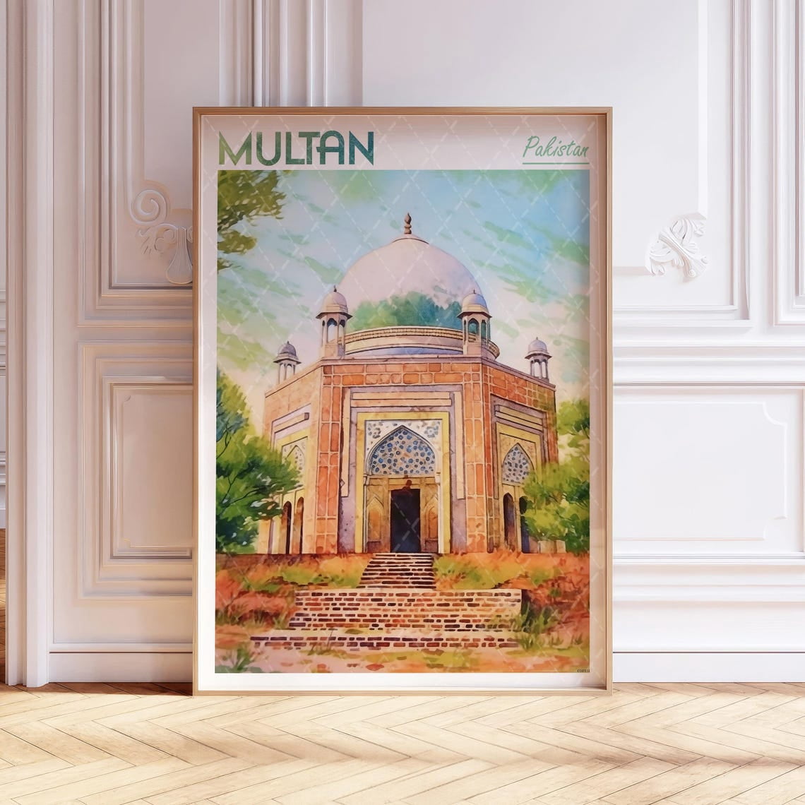 Kna Prints - 1 Pc Poster Multan Watercolor Art Print Shah Rukn-E-Alam ...