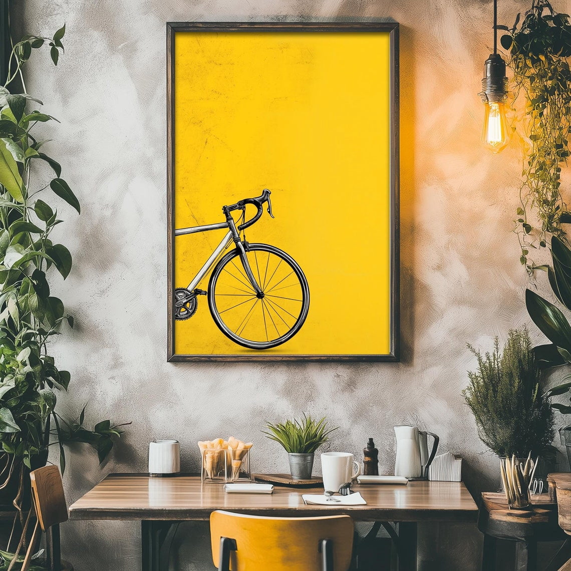 Kna Prints - 1 Pc Poster Mustard Yellow Road Bike Art Print, Minimalist ...