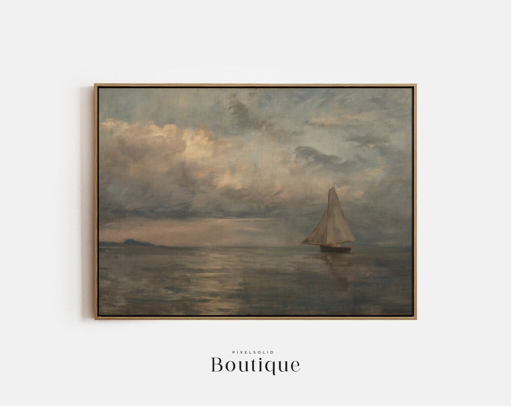 Kna Prints - 1 Pc Poster Muted Sailboat Ocean , Calming , Moody ...