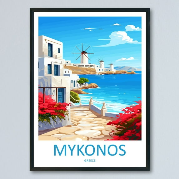 Kna Prints - 1 Pc Poster Mykonos Travel Wall Art Mykonos Greece Wall ...