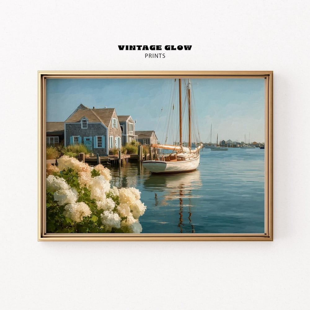 Kna Prints - 1 Pc Poster Nantucket Sailboat Print | Coastal Hydrangea ...