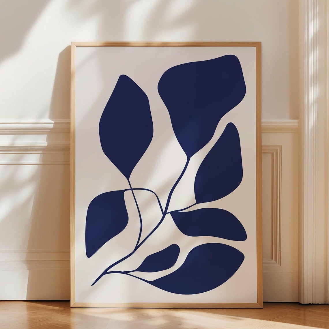 Kna Prints - 1 Pc Poster Navy Blue Botanical Wall Art, Abstract Floral ...