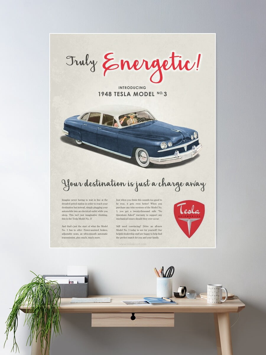 Kna Prints - 1 Pc Poster Neo Retro 1940S Tesla Ad, UNFRAMED-16x24 ...