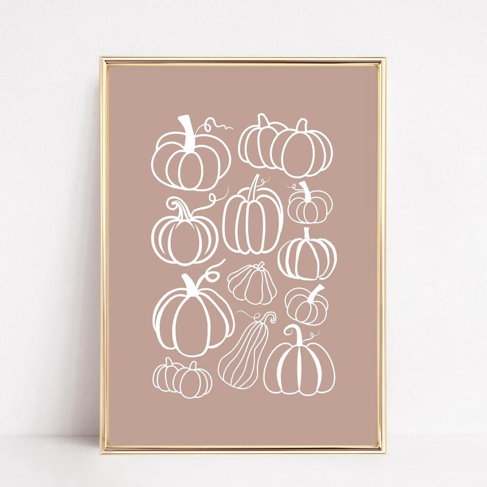 Kna Prints - 1 Pc Poster Neutral Pumpkin Print | Trendy Taupe Line Art ...