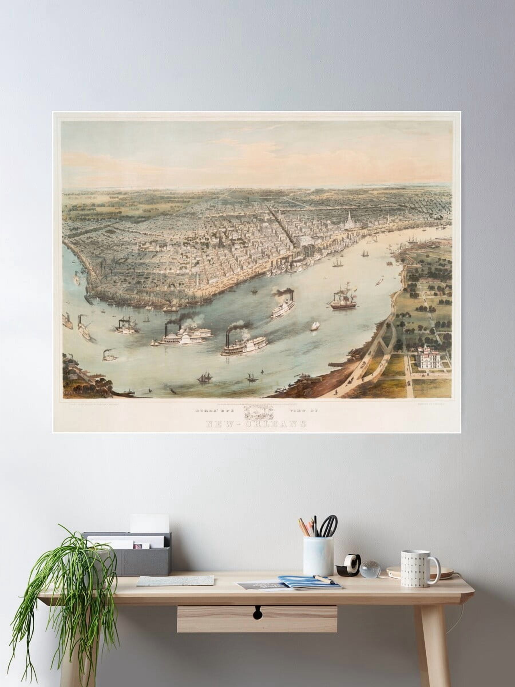 Kna Prints - 1 Pc Poster New Orleans Louisiana 1851 Bird'S Eye View ...