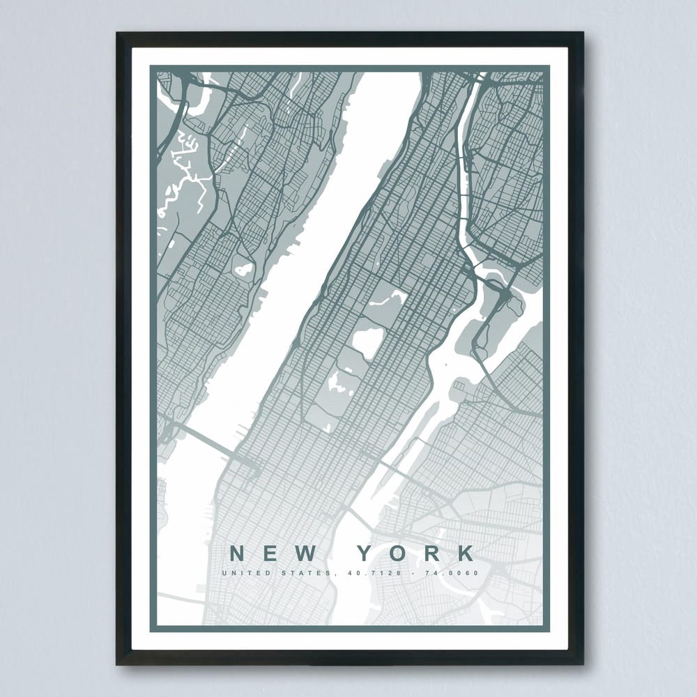 Kna Prints - 1 Pc Poster New York Map (8 Colours Available) New York ...