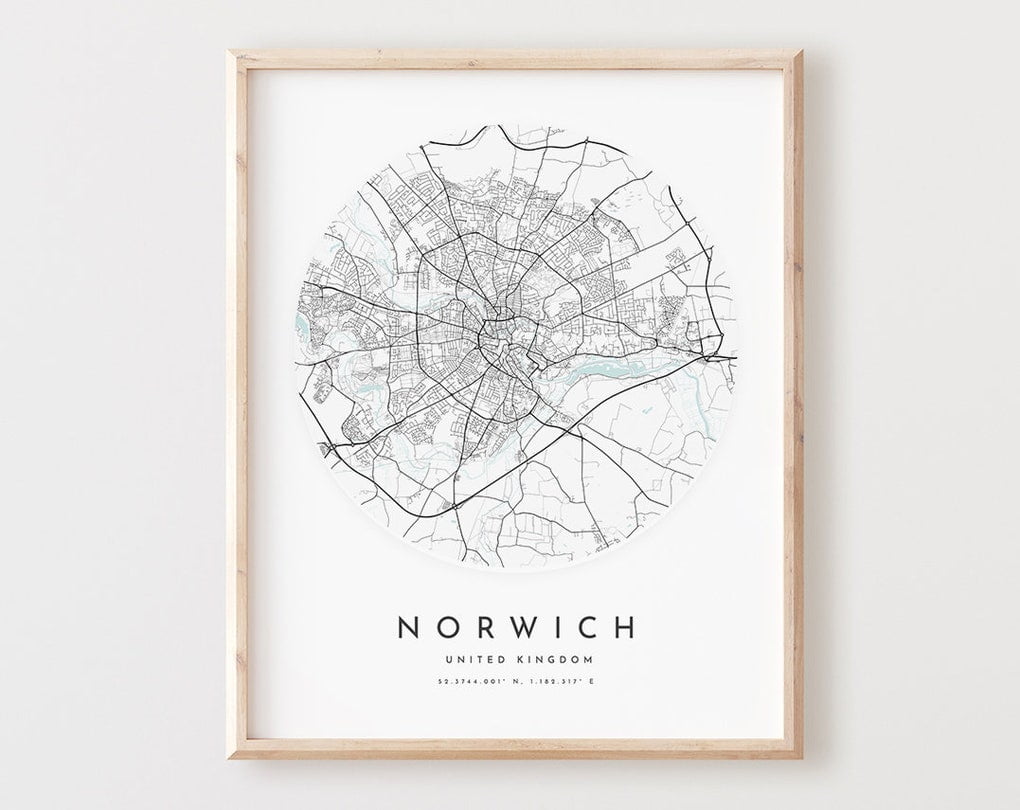 Kna Prints - 1 Pc Poster Norwich Map Print, Norwich Map City Wall Art ...