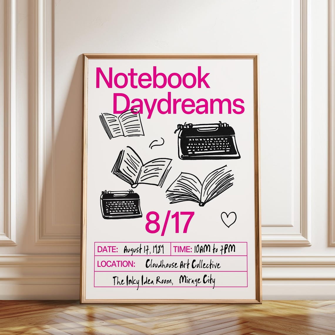Kna Prints - 1 Pc Poster Notebook Daydreams Typewriter And Book Doodle ...