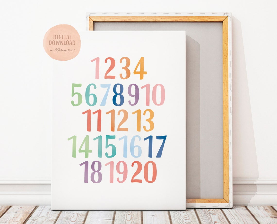 Kna Prints - 1 Pc Poster Numbers Educational , Cot To 20 , Rainbow ...