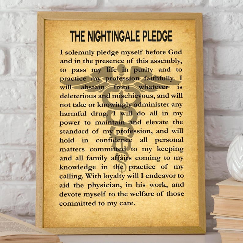 Kna Prints - 1 Pc Poster Nurse'S Pledge Nurse Graduation Gift Florence ...