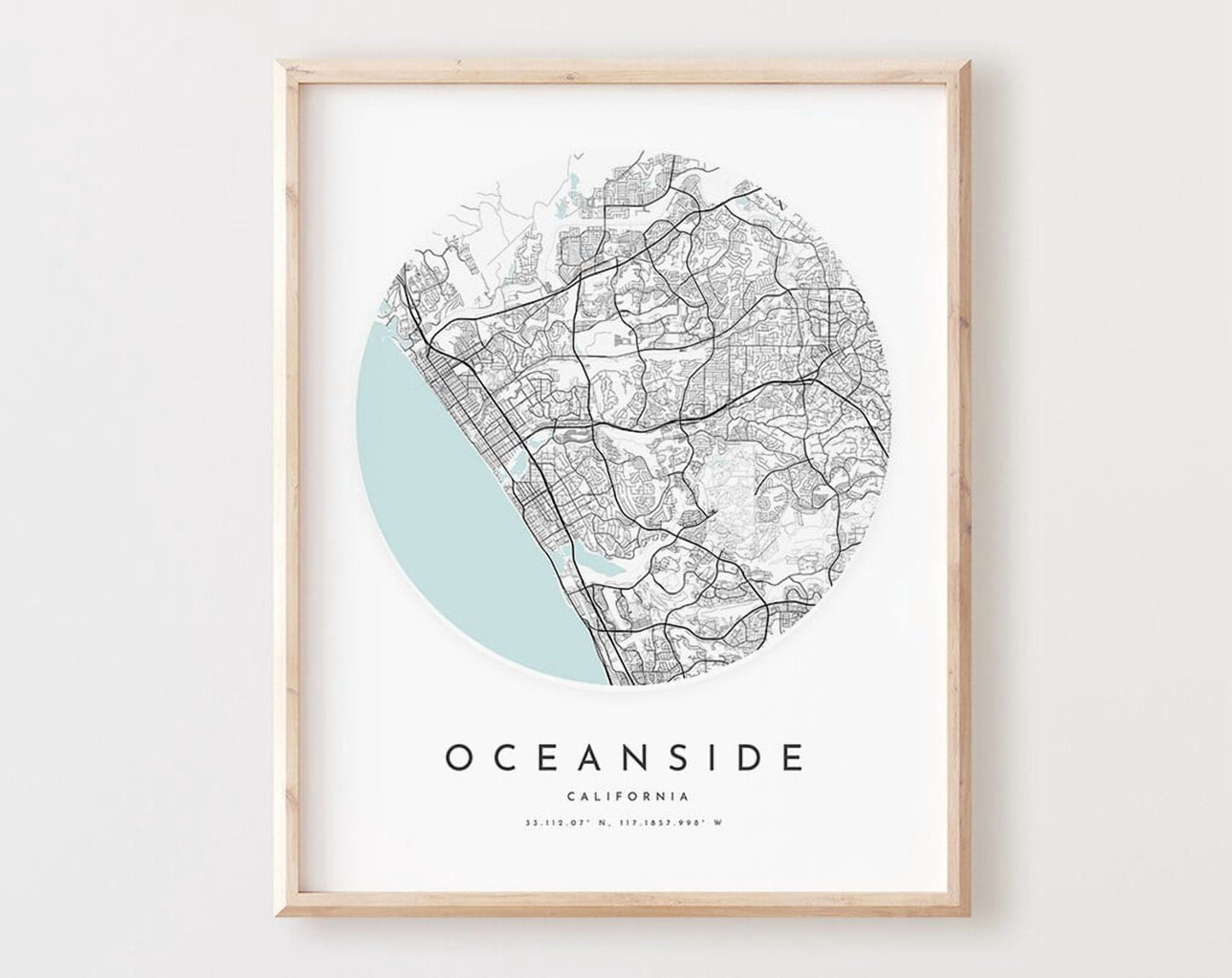 Kna Prints - 1 Pc Poster Oceanside Map Print, Oceanside Map City Wall ...