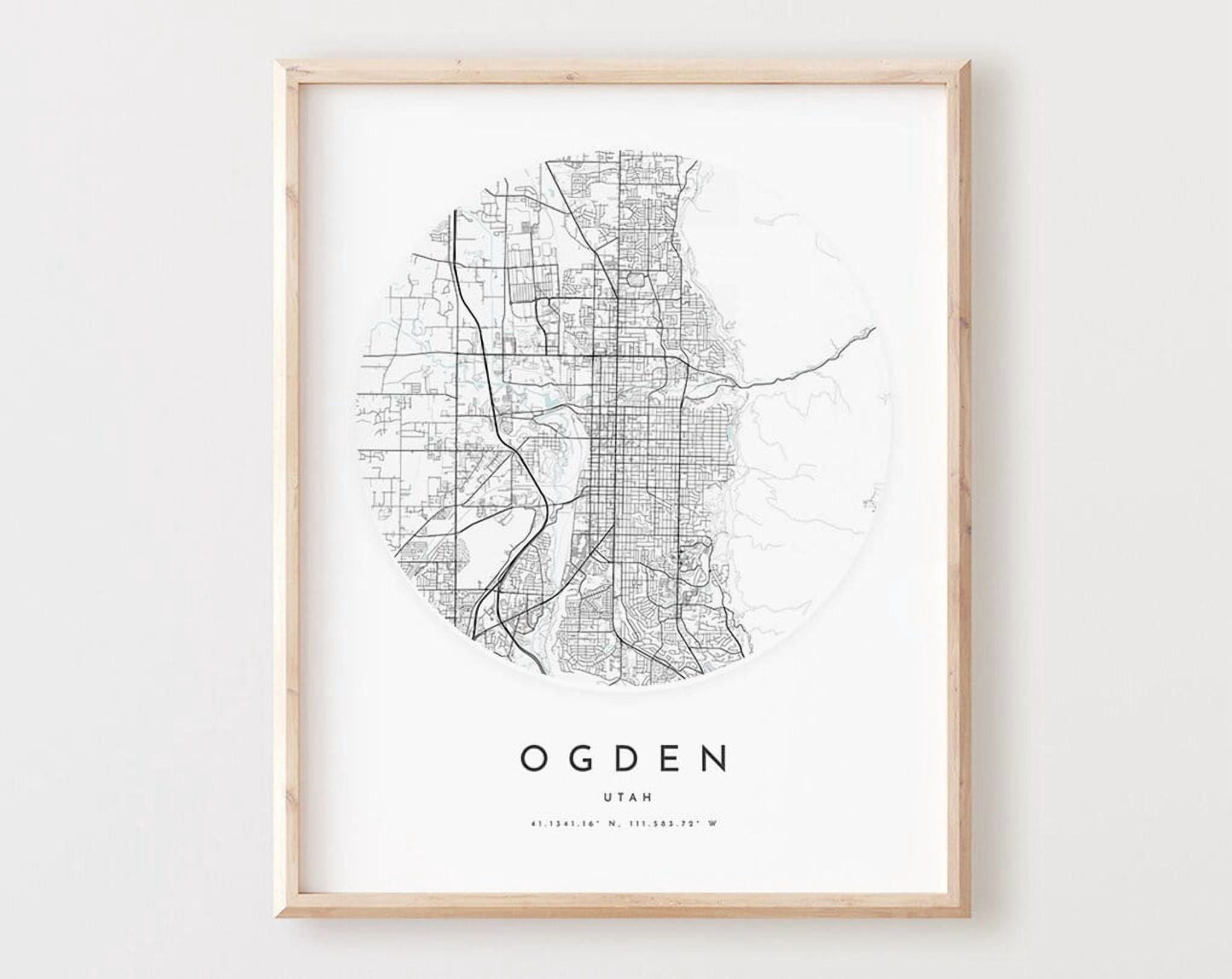 Kna Prints - 1 Pc Poster Ogden Map Print, Ogden Map City Wall Art, Ut ...