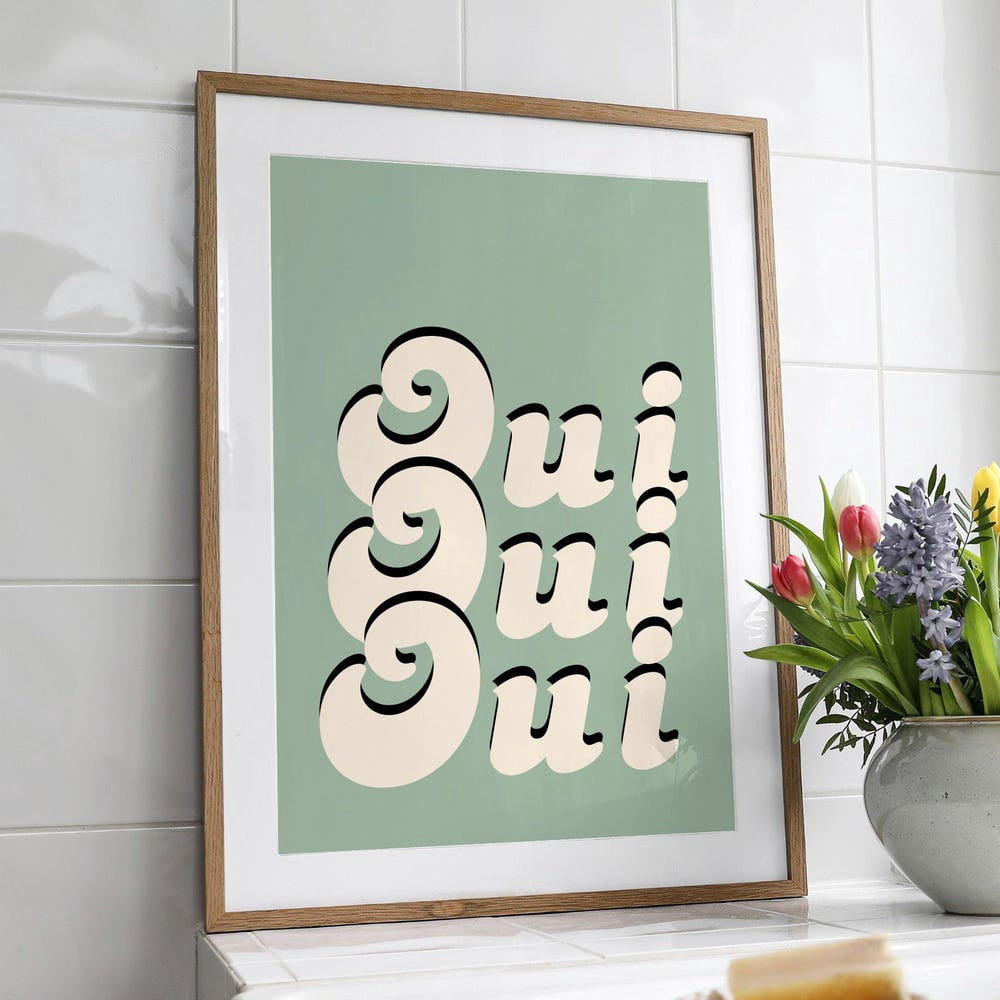 Kna Prints - 1 Pc Poster Oui Oui Oui Printable, Retro Bathroom Wall Art ...