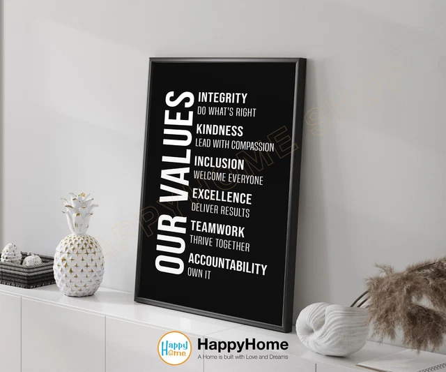 Kna Prints - 1 Pc Poster Our Values Wall Art Bussiness Core Values ...