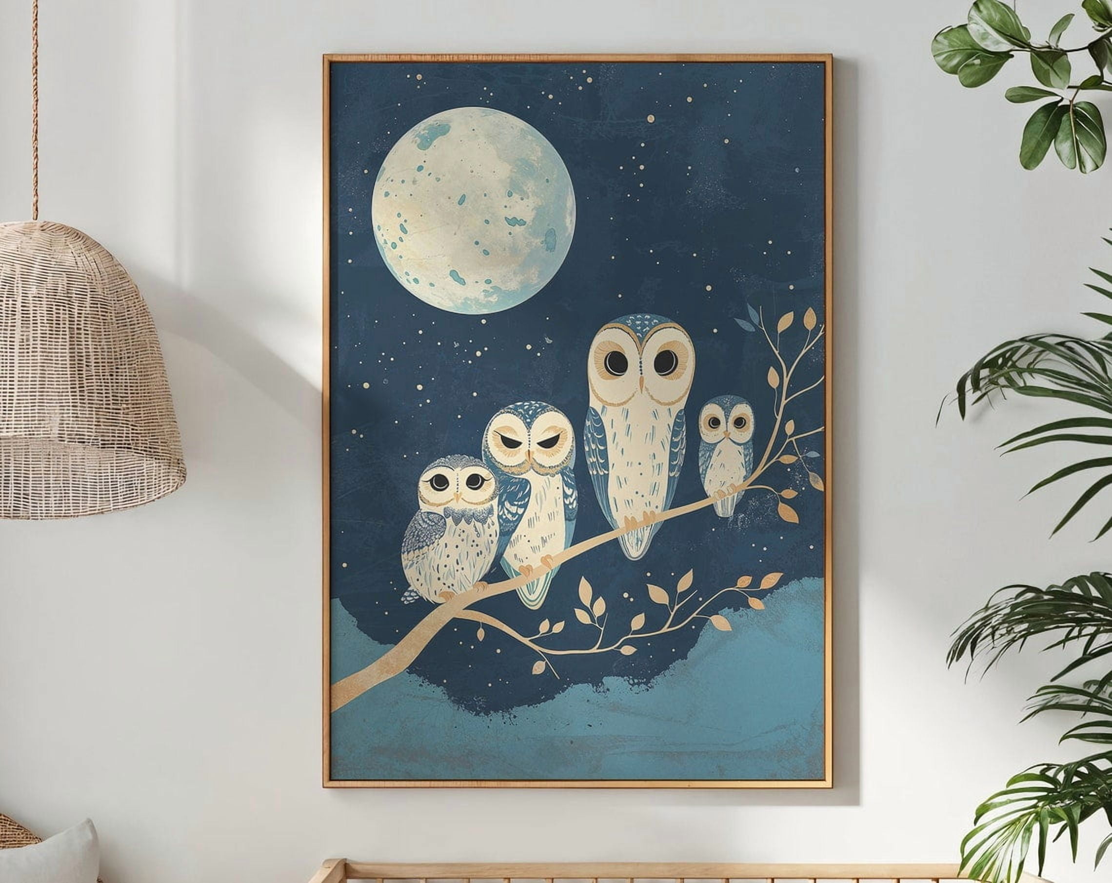 Kna Prints - 1 Pc Poster Owl Family Moonlight Print ~ Nursery Wall Art ...
