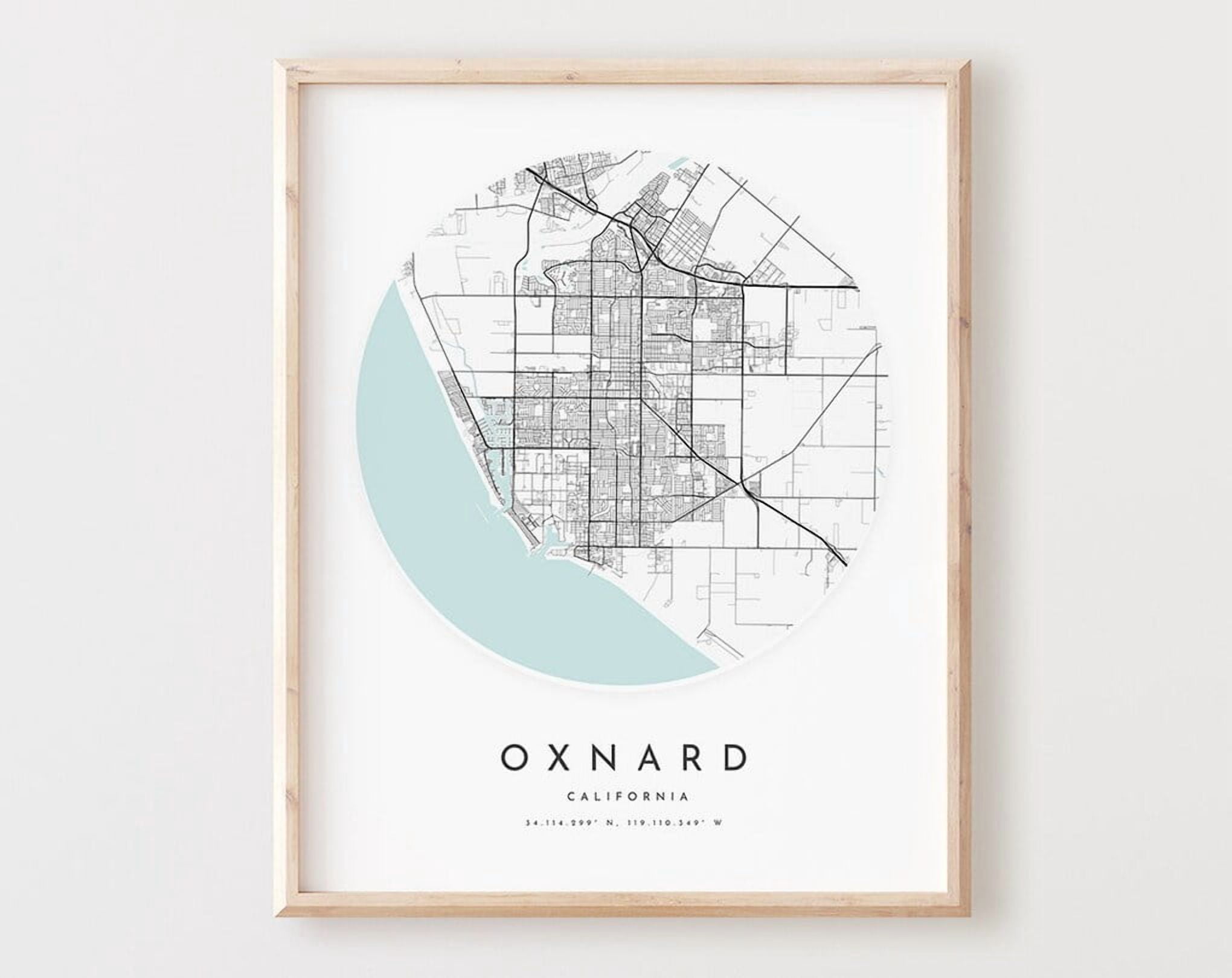 Kna Prints - 1 Pc Poster Oxnard Map Print, Oxnard Map City Wall Art, Ca ...