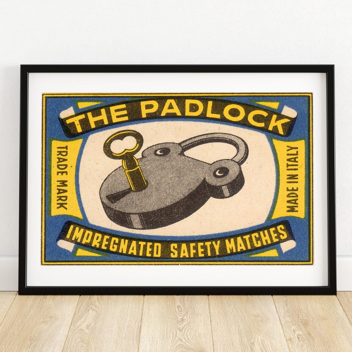 Kna Prints - 1 Pc Poster Padlock Matchbox Art Print Italian Vintage ...