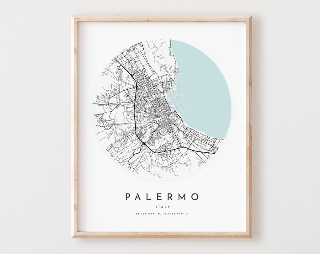 Kna Prints - 1 Pc Poster Palermo Map Print, Palermo Map City Wall Art ...