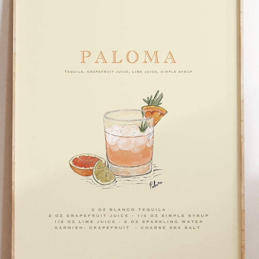 Kna Prints - 1 Pc Poster Paloma Cocktail , Pink Orange Cocktail Bar ...