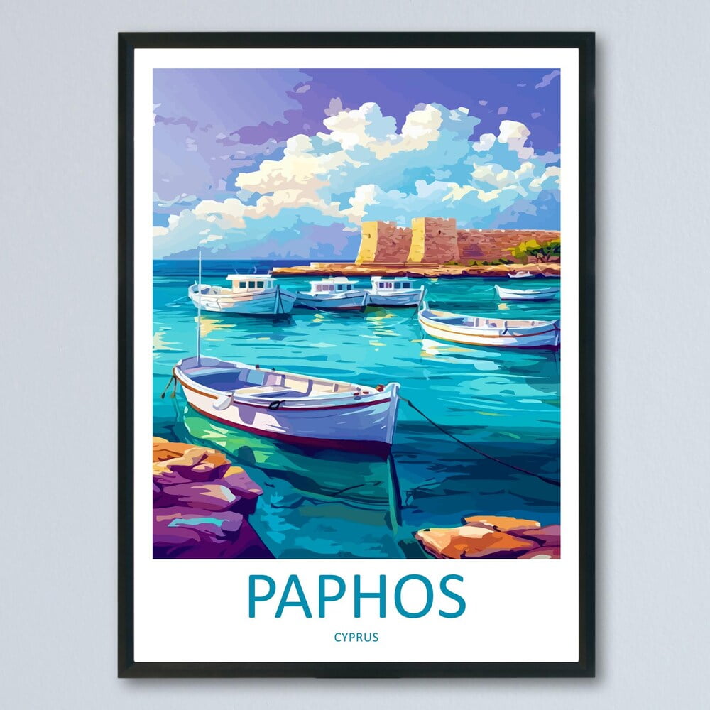 Kna Prints - 1 Pc Poster Paphos Cartoon Travel Poster Cyprus Wall Art ...