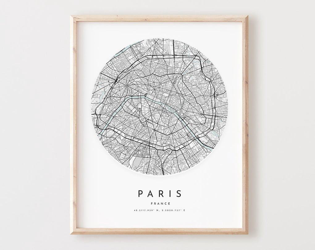 Kna Prints - 1 Pc Poster Paris Map Print, Paris Map City Wall Art ...