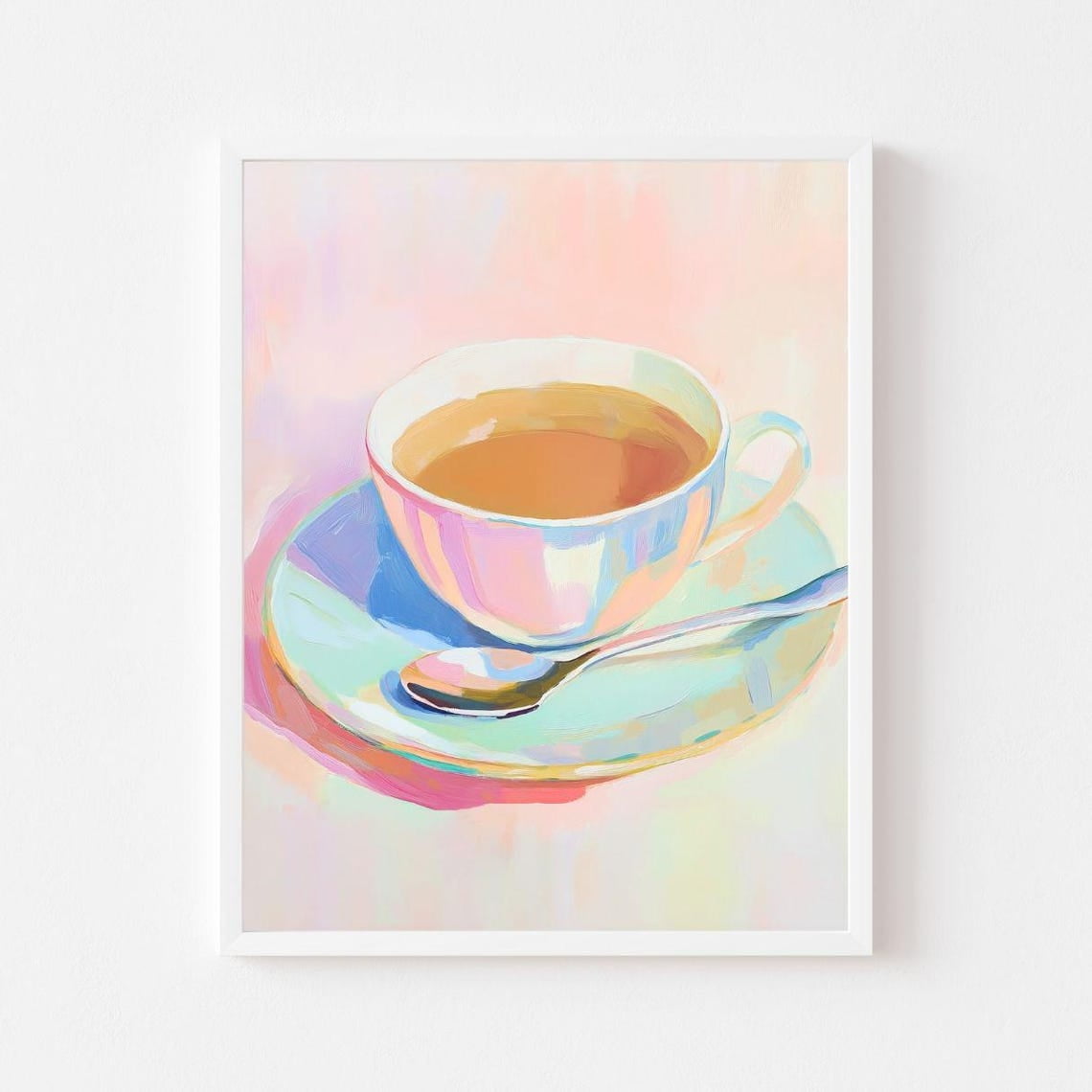 Kna Prints - 1 Pc Poster Pastel Coffee Cup Painting Colorful Teacup ...