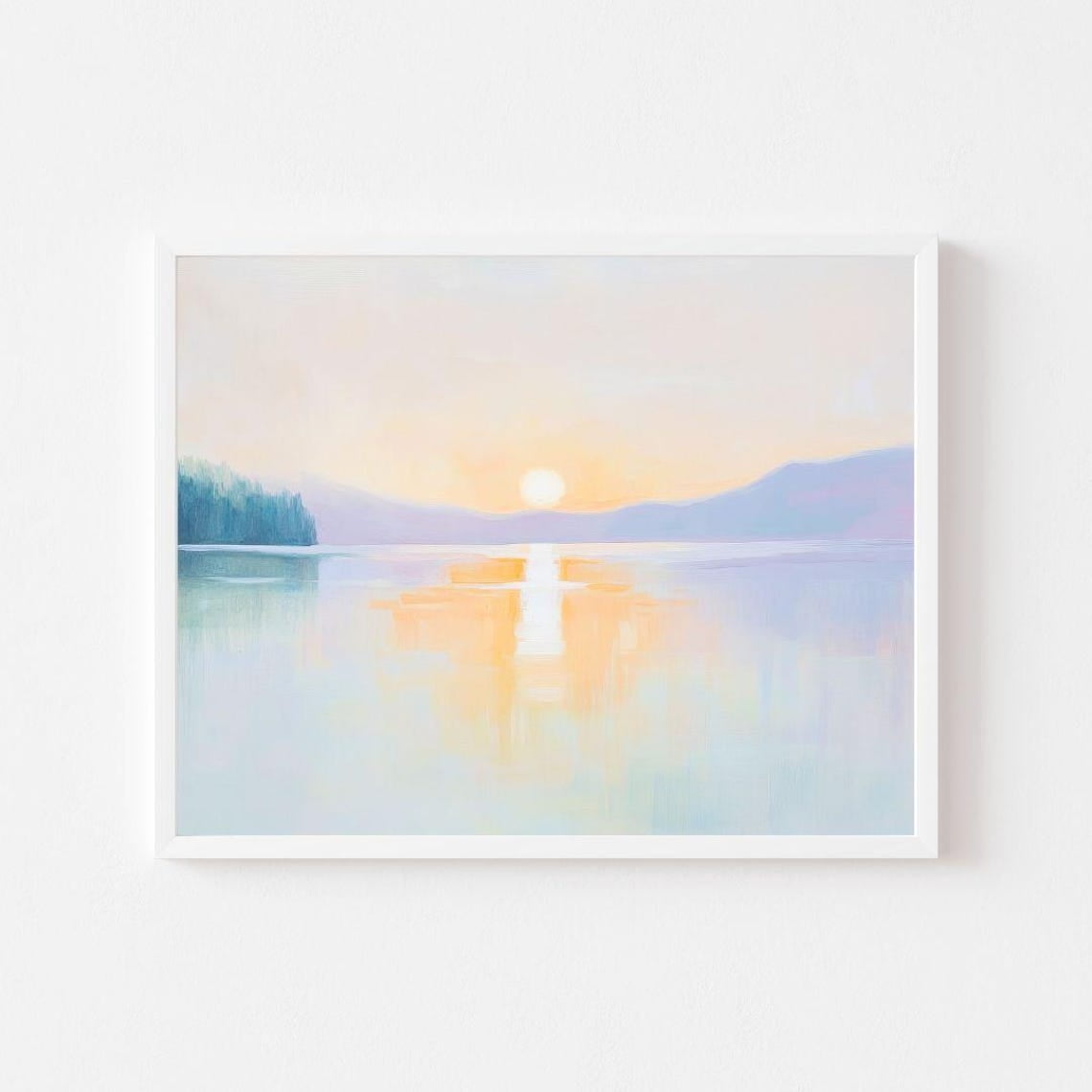 Kna Prints - 1 Pc Poster Pastel Lake Sset Painting Lavender Coastal ...
