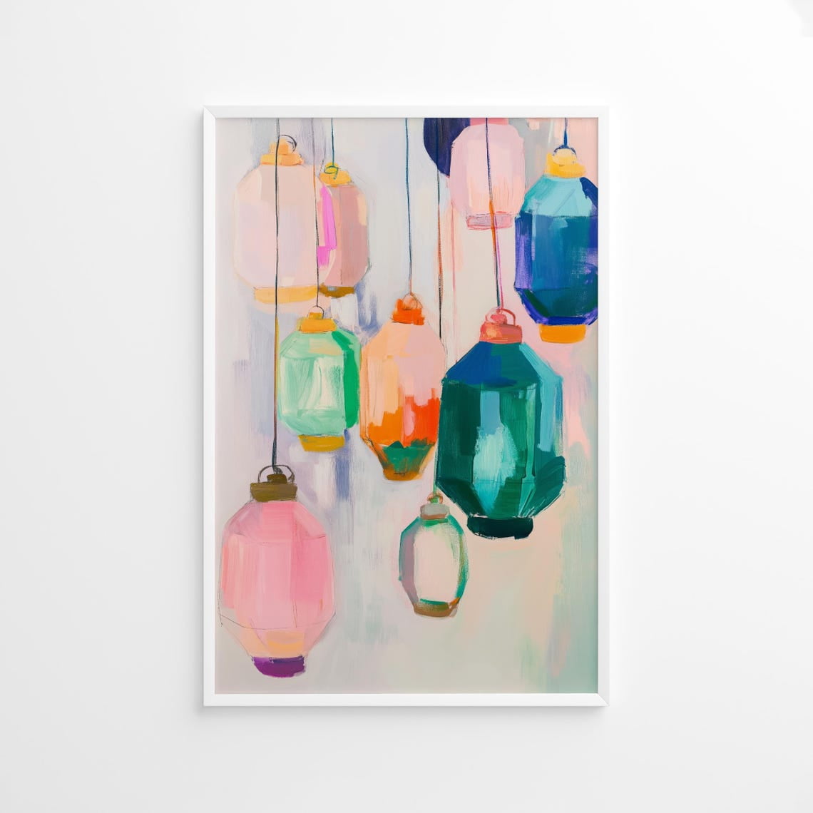 Kna Prints - 1 Pc Poster Pastel Lanterns , Hanging Lights Wall Art ...