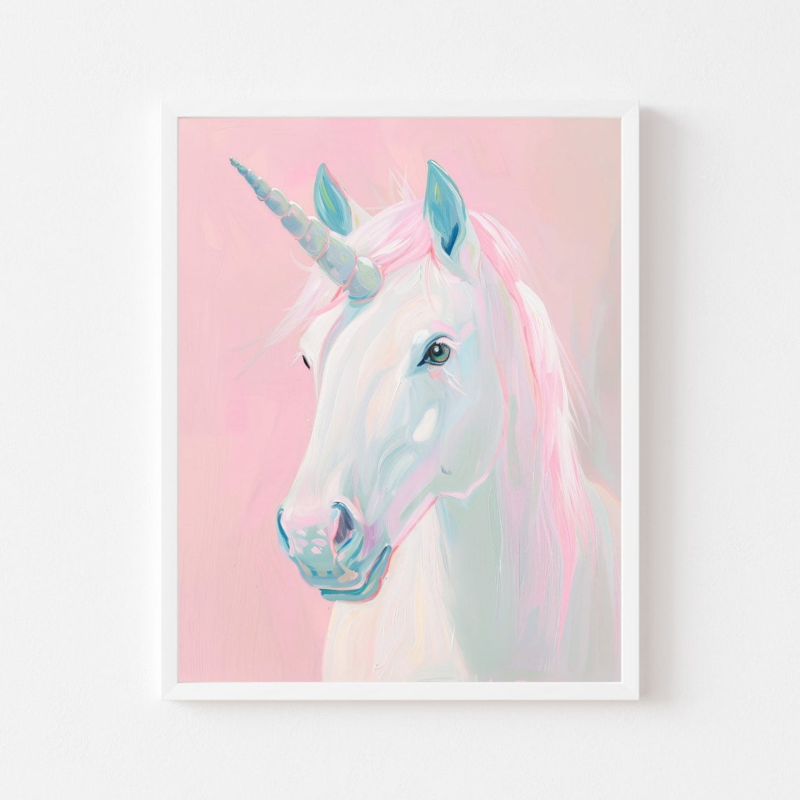 Kna Prints - 1 Pc Poster Pastel Pink Icorn Painting Magical Girl'S Room ...