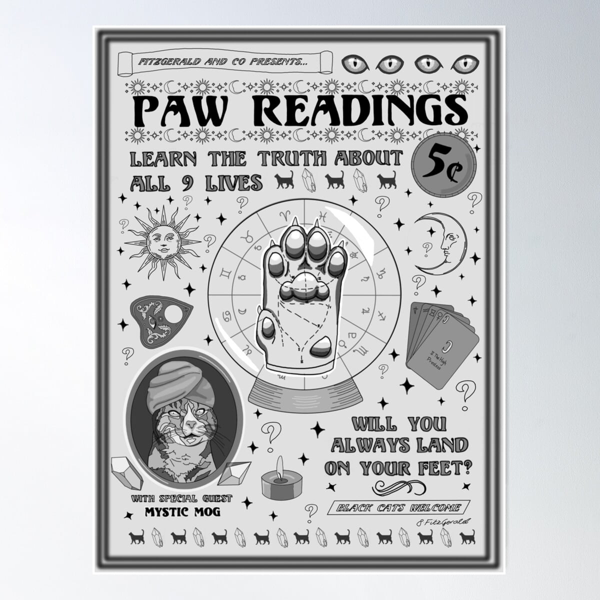 Kna Prints - 1 Pc Poster Paw Reading (Palm Reading), UNFRAMED-12x18 ...