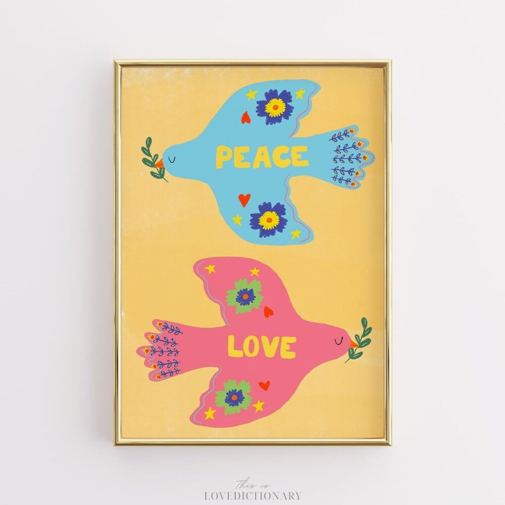Kna Prints - 1 Pc Poster Peace And Love Doves Wall Art, Funny Christian ...