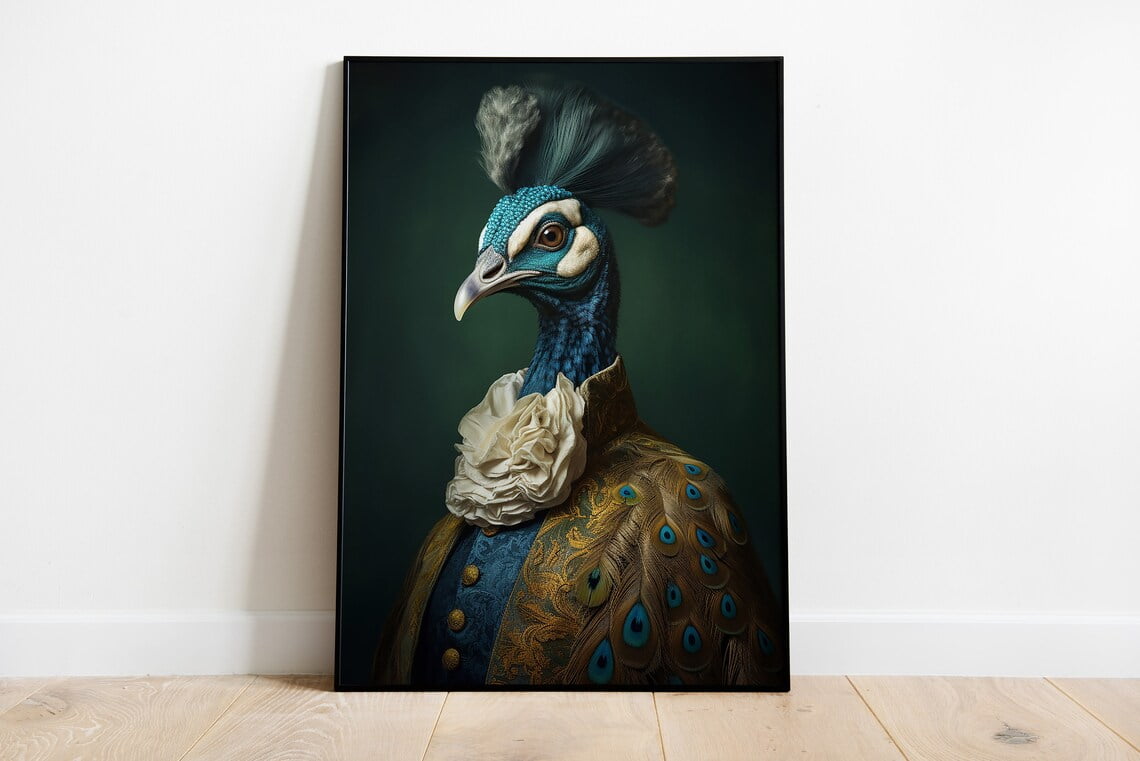Kna Prints - 1 Pc Poster Peacock Portrait Print, Victorian Peacock ...