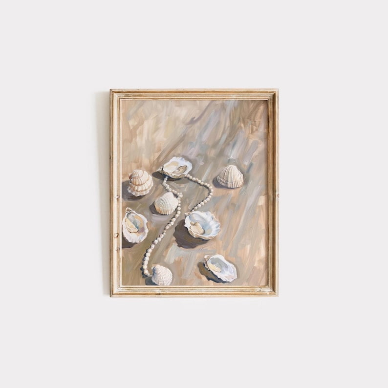Kna Prints - 1 Pc Poster Pearls And Shells Printcoastal Beach Decor ...