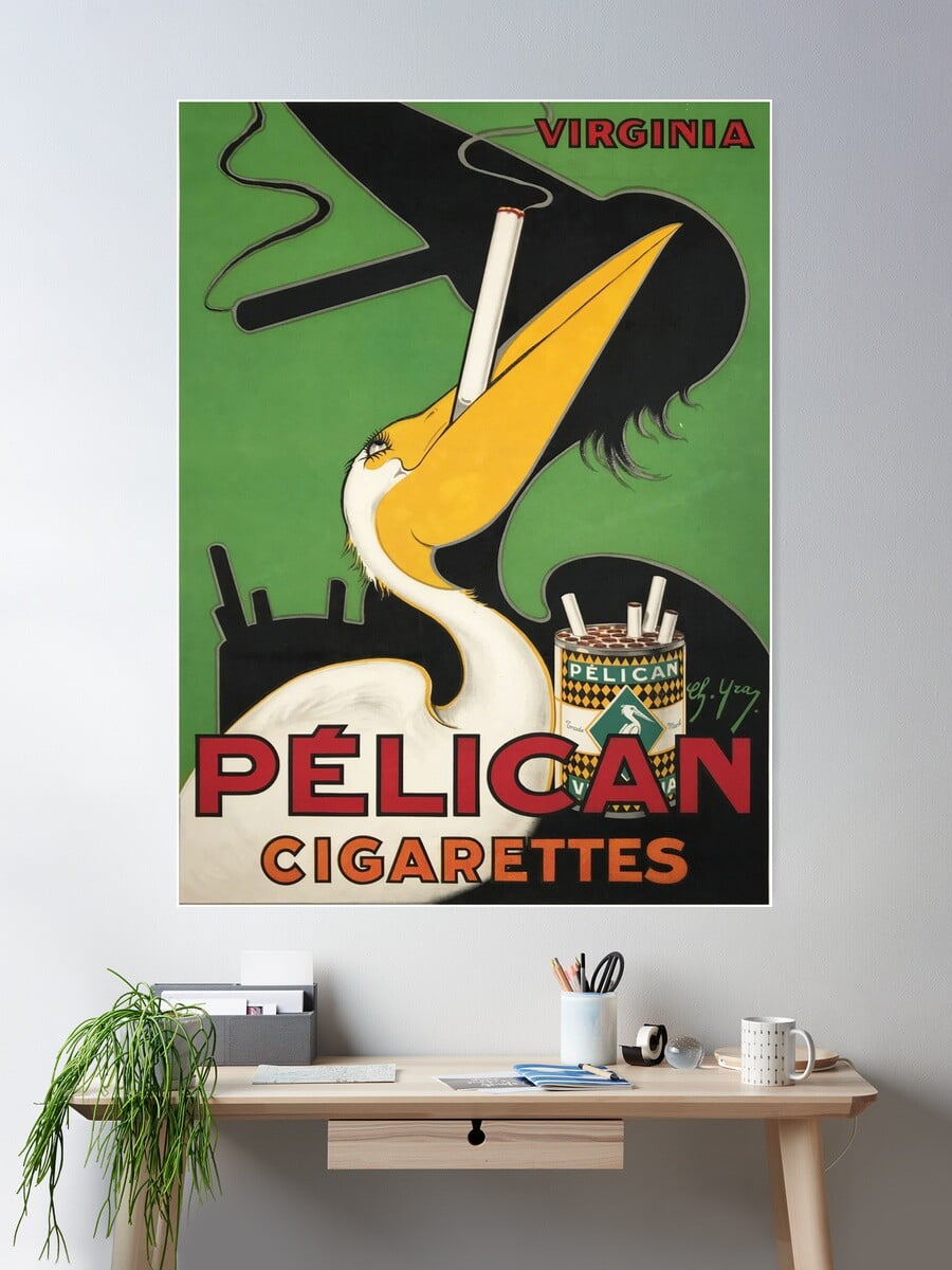 Kna Prints - 1 Pc Poster Pelican Cigarettes Vintage Art, UNFRAMED-24x36 ...