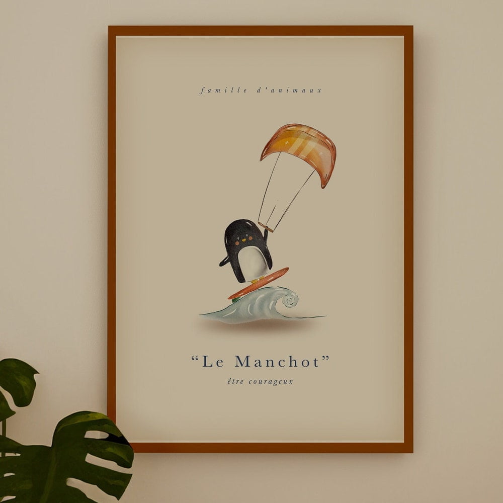 Kna Prints - 1 Pc Poster Penguin Doing Kite Surfing , Funny Penguin ...