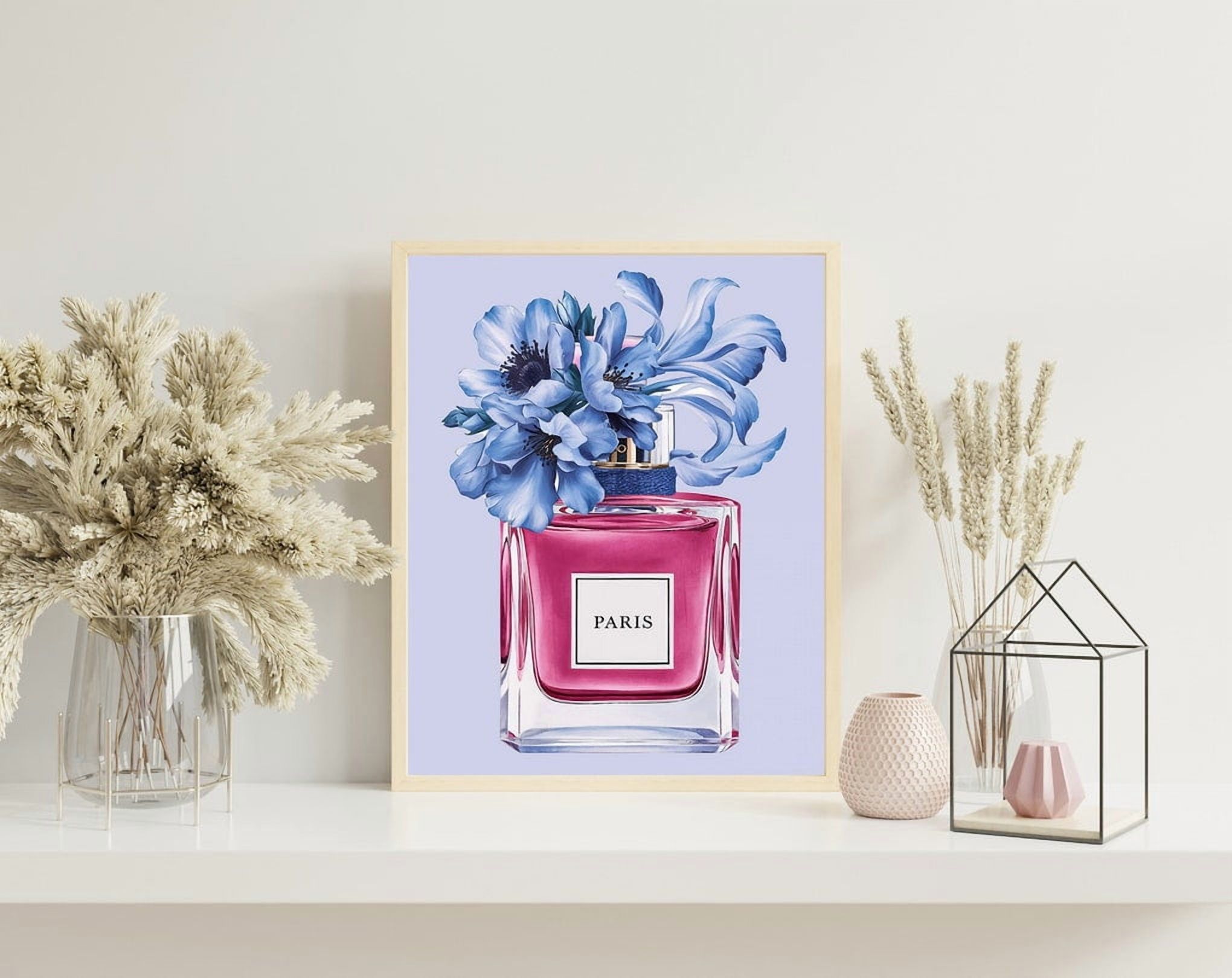 Kna Prints - 1 Pc Poster Perfume Print With Blue Peonies, Chic Fashion ...